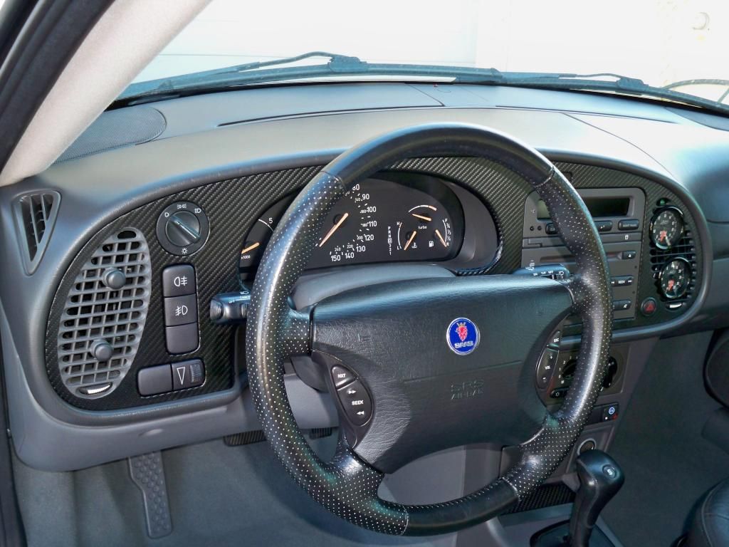 For Sale: - '99-02 9-3 custom carbon fiber wrapped dash with AEM analog boost and A/F gauges ...